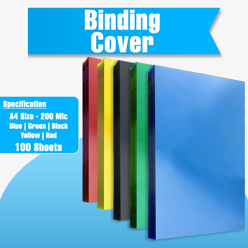 A4 Size Colored Transparent PVC Binding Cover 200micron 100pcs/pack ...