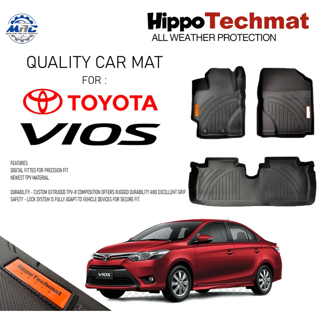 HIPPO TECHMAT for Toyota Vios 2013 - 2024 Deep Dish matting Made in ...