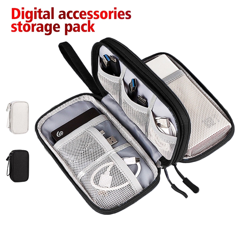 Double Layer Waterproof Travel Organizer Portable Cable Storage Pouch ...