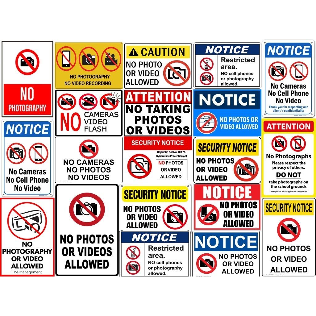 No Photos or Videos Allowed Signage (Laminated Signage and Waterproof ...