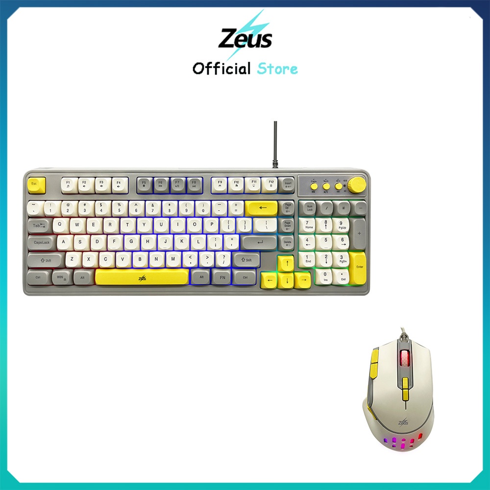 Zeus® K77 98 Keys Wired Gaming Keyboard USB Mechanical Feel With Volume Knob Control Media ...