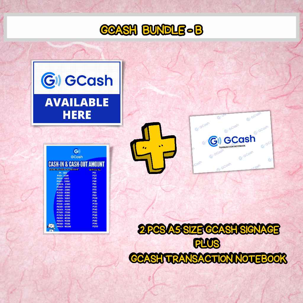 GCASH BUNDLE (2PCS A5 SIZE SIGNAGE PLUS GCASH TRANSACTION NOTEBOOK ...
