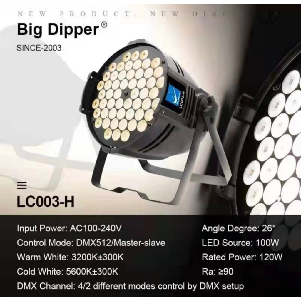 New Big Dipper LC003-H (54*2W) 100W Warm+Cold White LED Par Light stage led light | Shopee ...