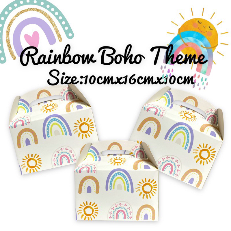12pcs Boho Rainbow Theme Loot Box Candy Bag Party Bag Birthday Wedding ...