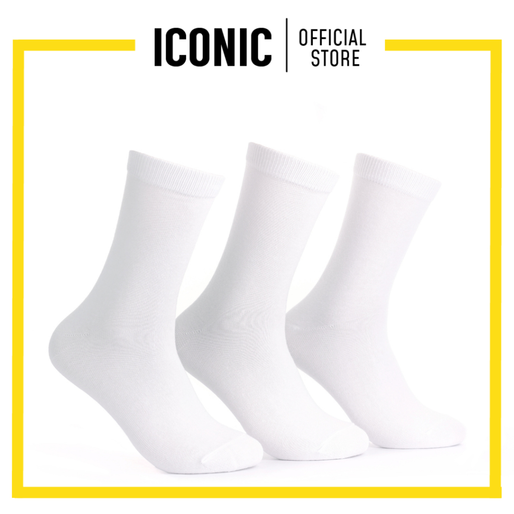 Iconic 3 in 1 Mens Basic Lifestyle Long Socks in White | Shopee Philippines