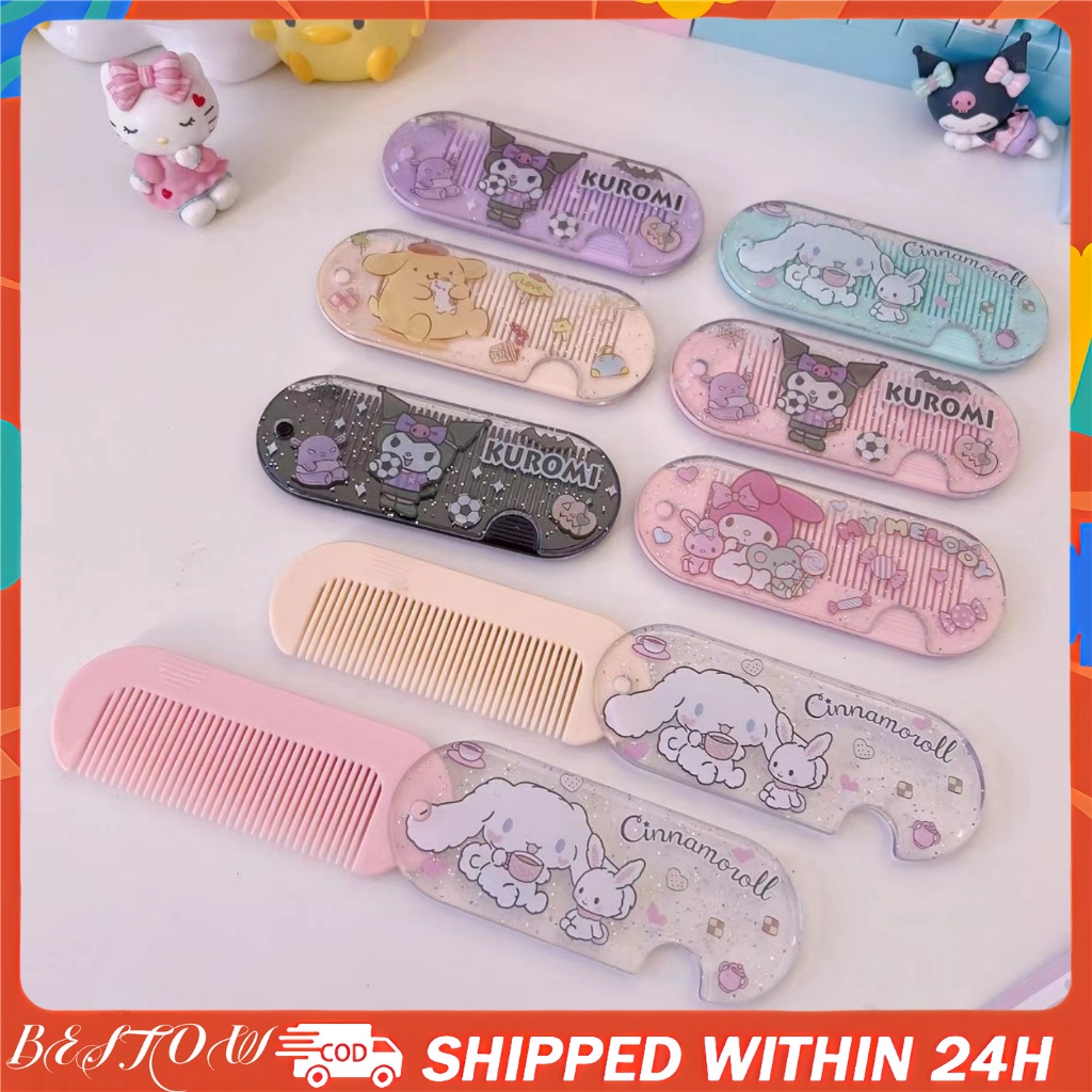 New Sanrio Cartoon Folding Hairbrush Kuromi Cinnamoroll Plastic Folding ...
