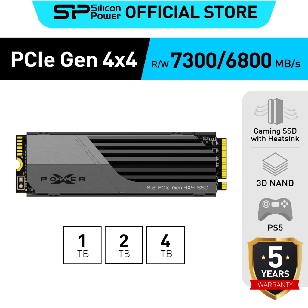 Silicon Power SSD NVMe PCIe Gen 4x4 M.2 2280, 1 TB/ 2TB/4TB - XS70- SSD ...