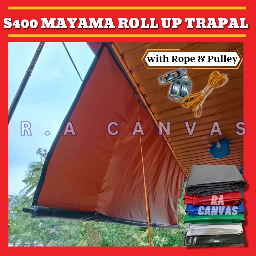 (6ft x 15ft) MAYAMA⭐ROLL UP & DOWN TRAPAL ⭐ COMPLETE SET WITH PULLEY ...