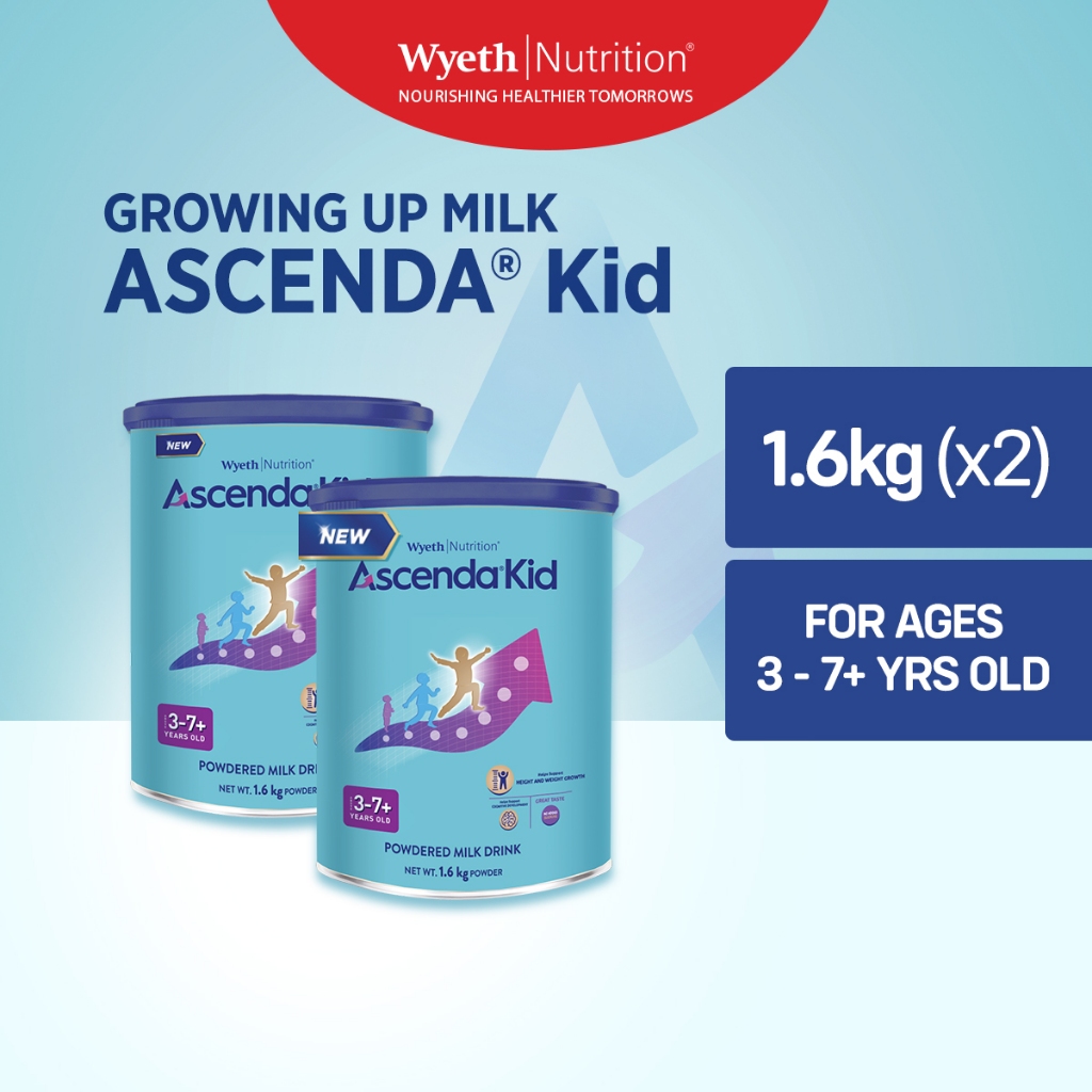 Wyeth Nutrition® ASCENDA® 4 KID Milk Drink for Children 3+ years old 3.2kg (1.6kg - Pack of 2 ...
