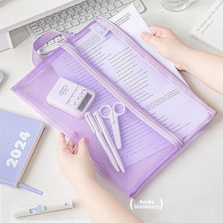 A4 Transparent Mesh Envelope Nylon Mesh Compartment with Zipper File ...