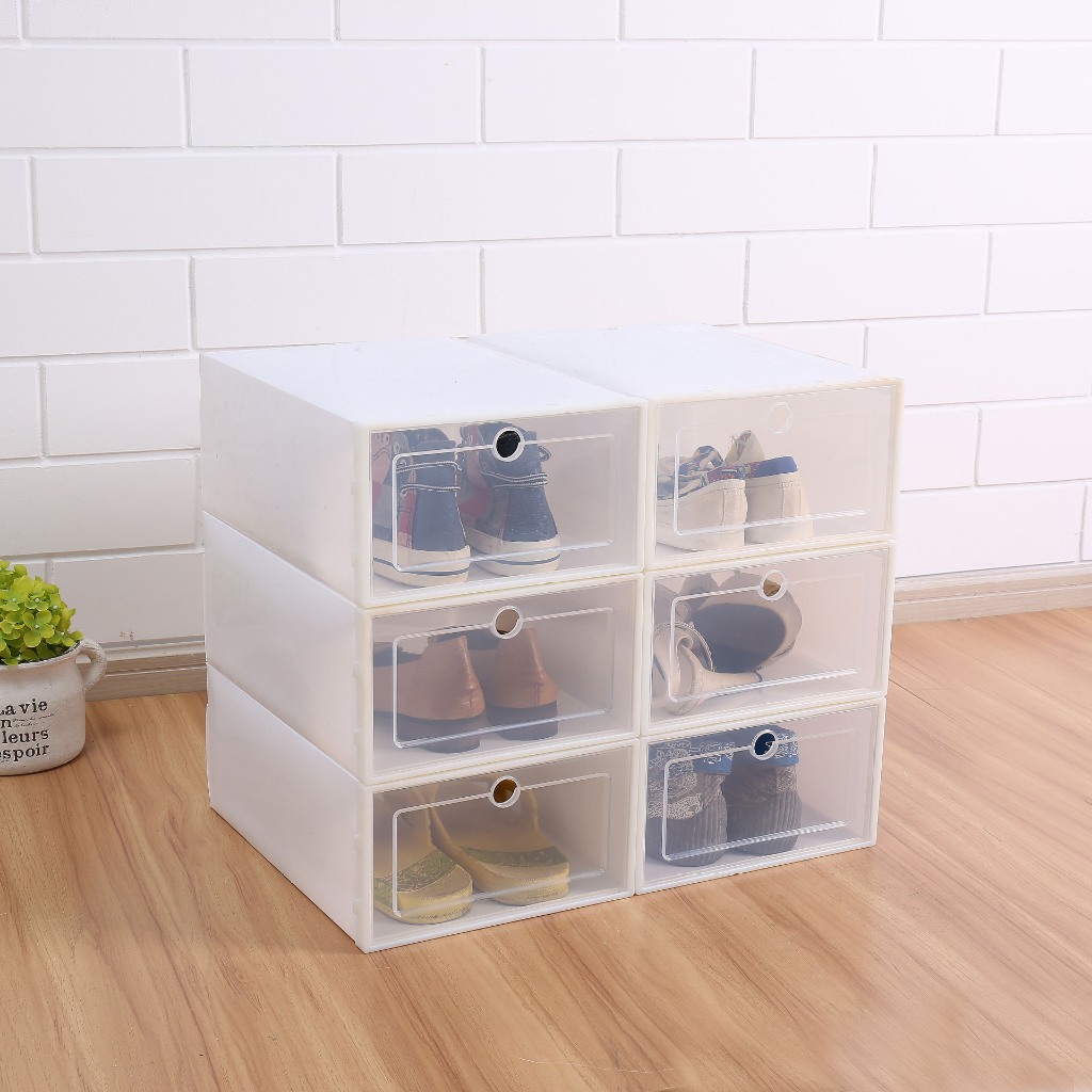 Large Size Shoe Box Storage Plastic Foldable Drawer Case Organizer Shoe ...