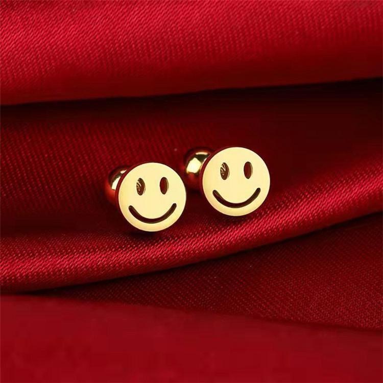 OURA Fashion Smile Design Stud De Roscas Earrings Stainless gold Steel ...