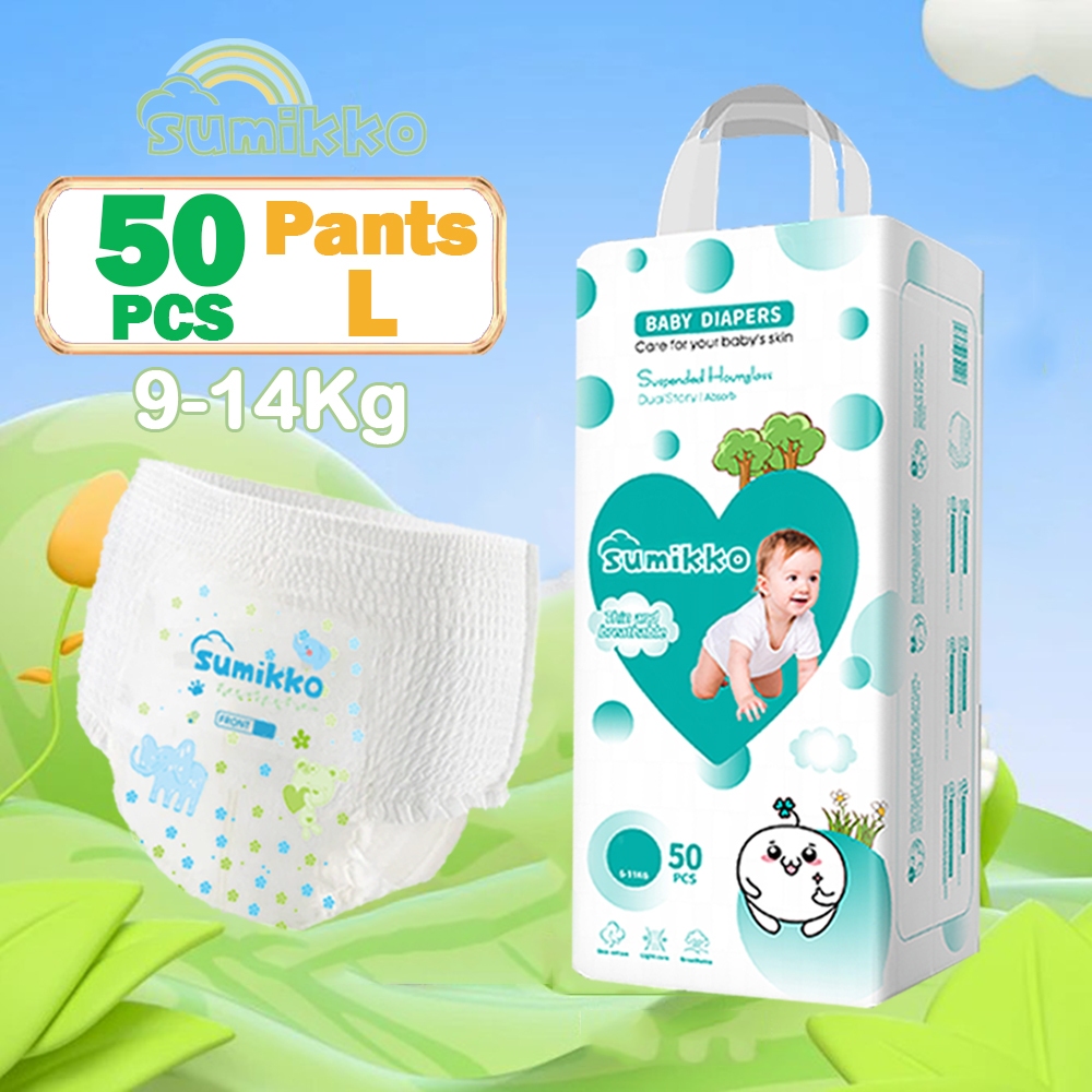 Sumikko 50 PCS diaper for Baby Unisex Ultra thin and dry Breathable diapers Pull-up Pants ...
