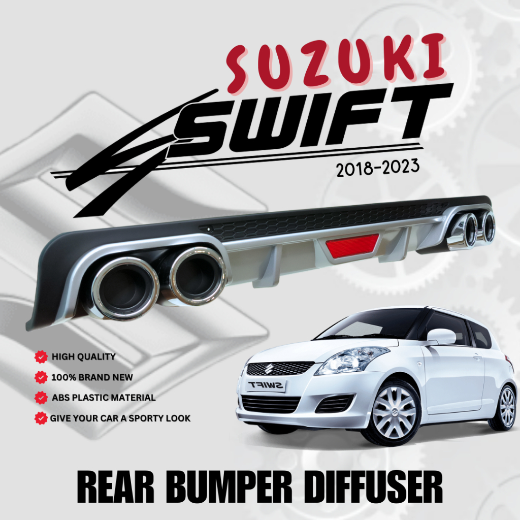 GCA 2018-2023 Suzuki Swift Car Rear Bumper Diffusers Lip Spoiler Body ...