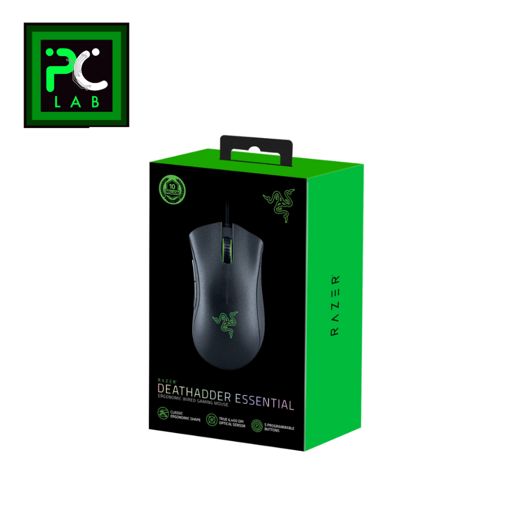 Razer DeathAdder Essential Ergonomic Wired Gaming Mouse- Black | Shopee ...