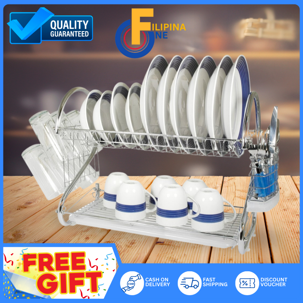 Stainless Double Layer Plate Bowel Cup Cutlery Dish Drainer Dryer Drip ...