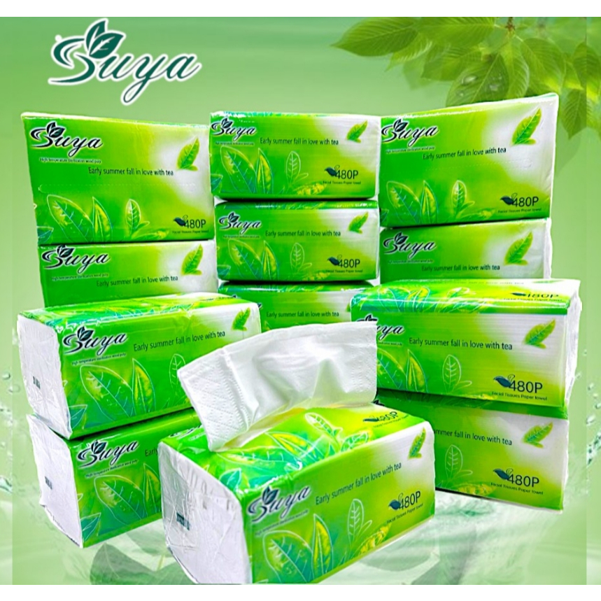 480 sheets SUYA Organic green tea Facial Tissue 4 ply 1pack (8pcs ...