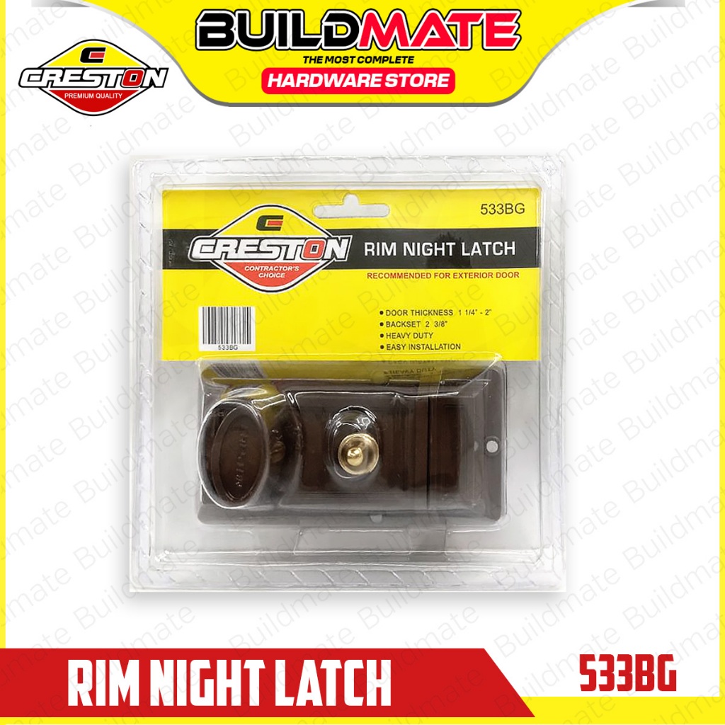 BUILDMATE Creston Rim Night Latch 1-1/14" - 2" Inch Key-Operated ...