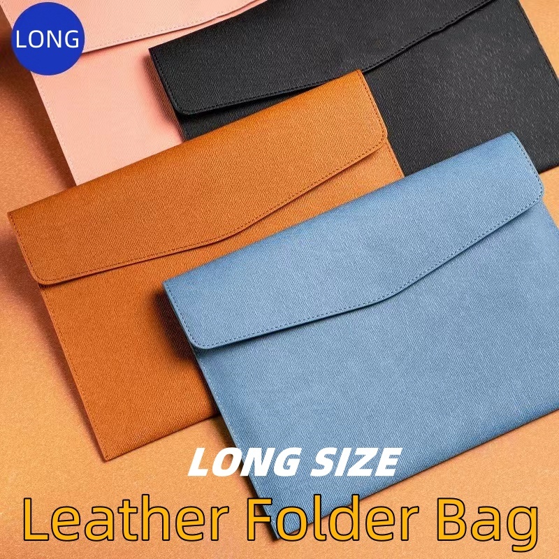 Leather File Long Folder Document Organizer Envelope Waterproof Paper ...