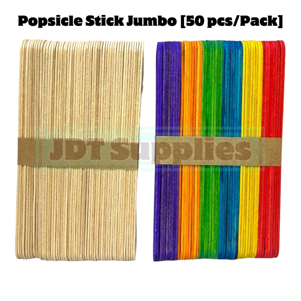 Jumbo Popsicle Stick [ 50 pcs ] [ White & Assorted Color ] | Shopee ...