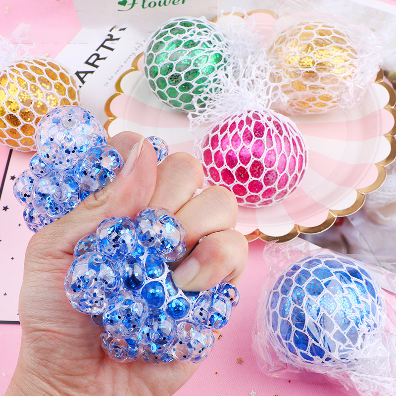 Mesh Squishy Ball Squeeze Ball Colorful Anti-Stress Ball fidget toys ...