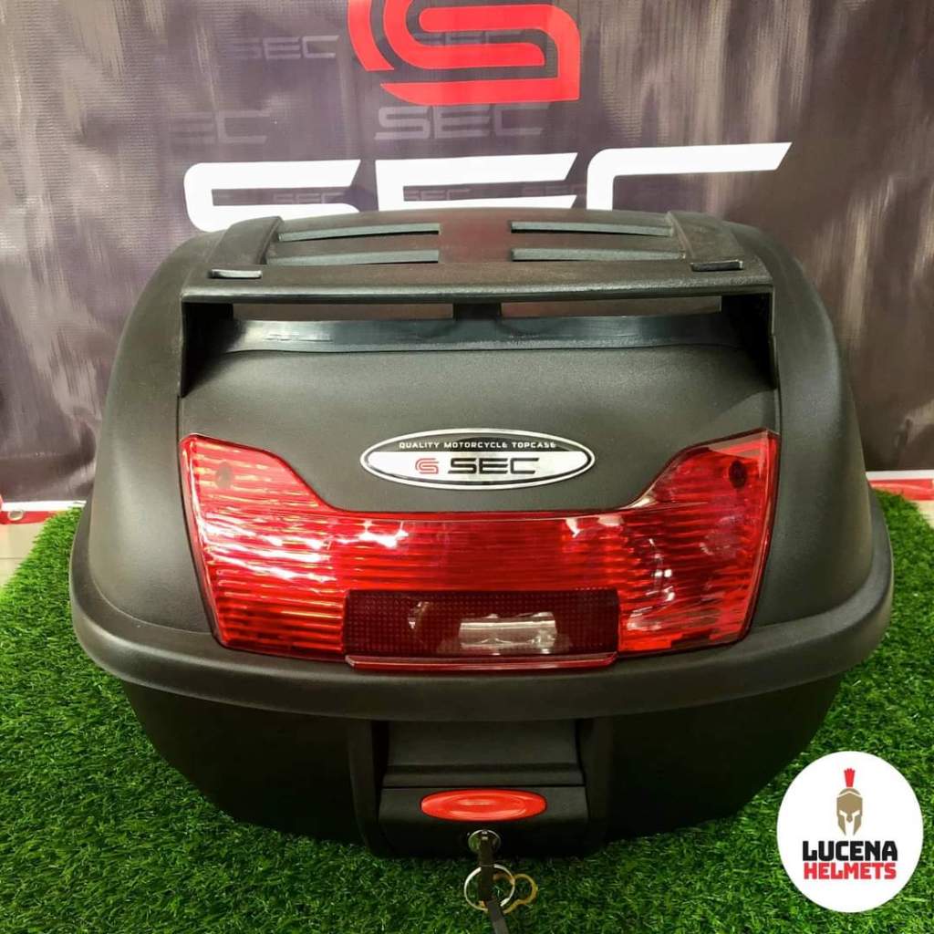 SEC Motorcycle Top Box - Hard Plastic - 42L Liters with Top Rack and ...