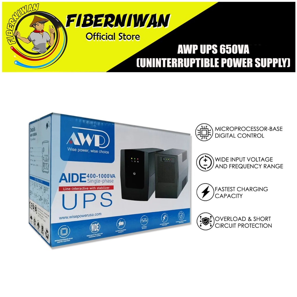 AWP AIDE Single Phase 650VA-390WATTS Uninterruptible Power Supply ...