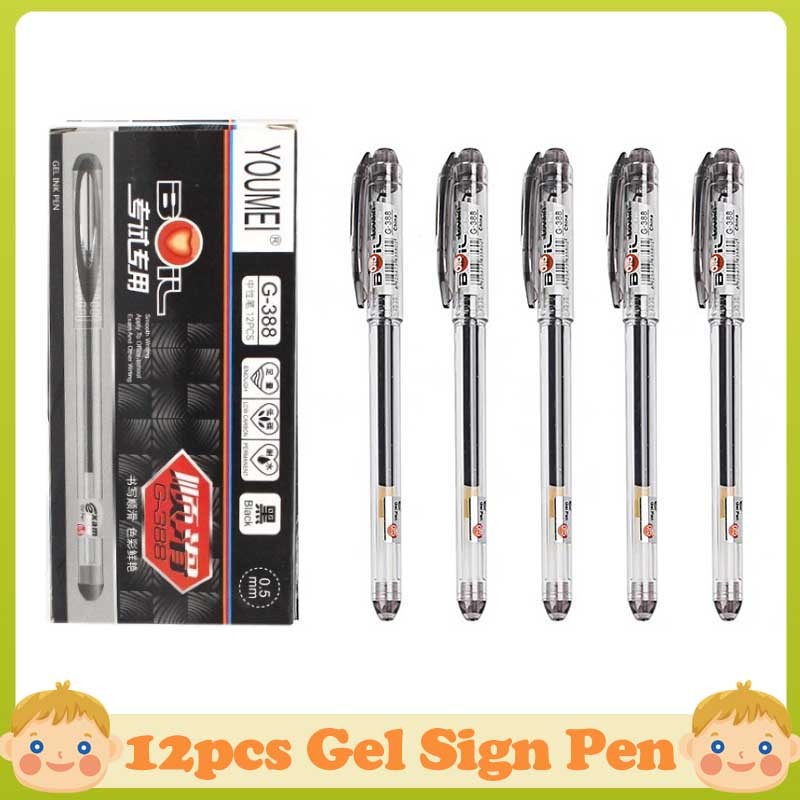 12pcs Gel Sign Pens 0.5mm Boil Gel Ink Pen School Supplies Office ...