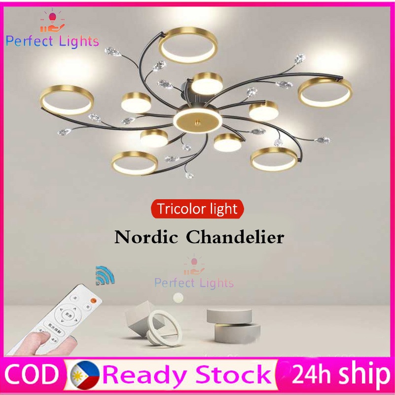 Tri Color LED Ceiling Lamp Modern Chandelier Ceiling Light For Living ...