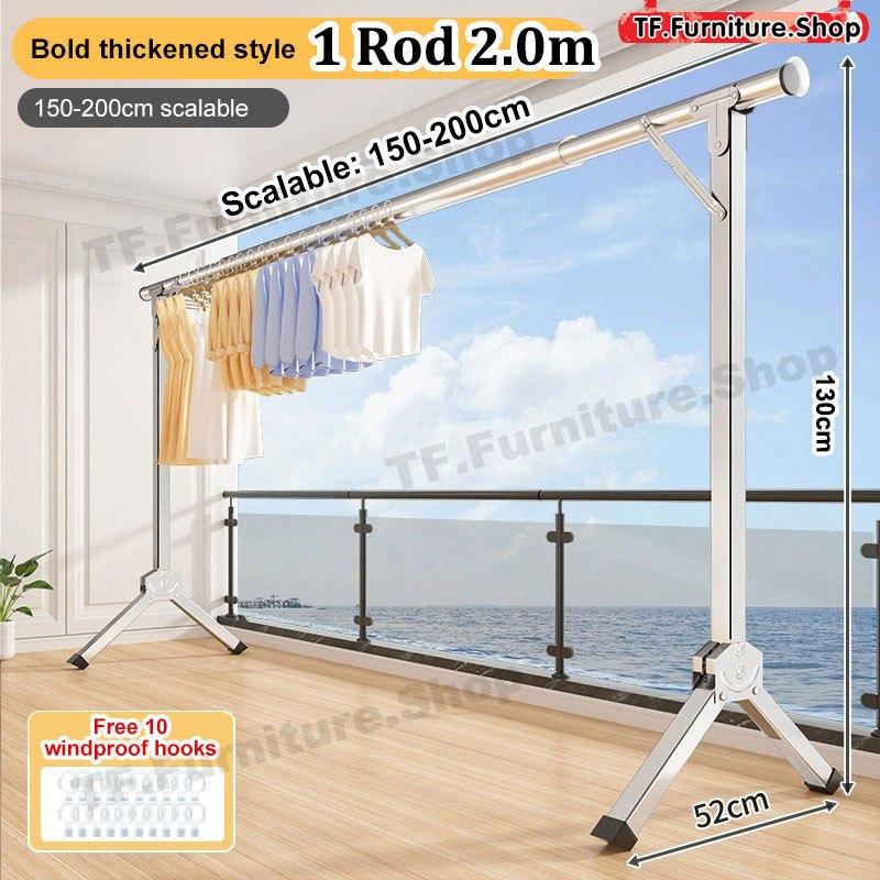 5 Rod Foldable Sampayan Stainless Hanger Stand Clothes Rack Drying Rack ...