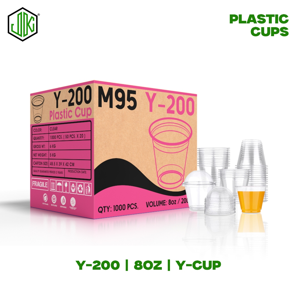 JKM 1 Box 8oz Y-CUP PP Plastic Clear 95mm Iced Coffee Milktea Cup ...