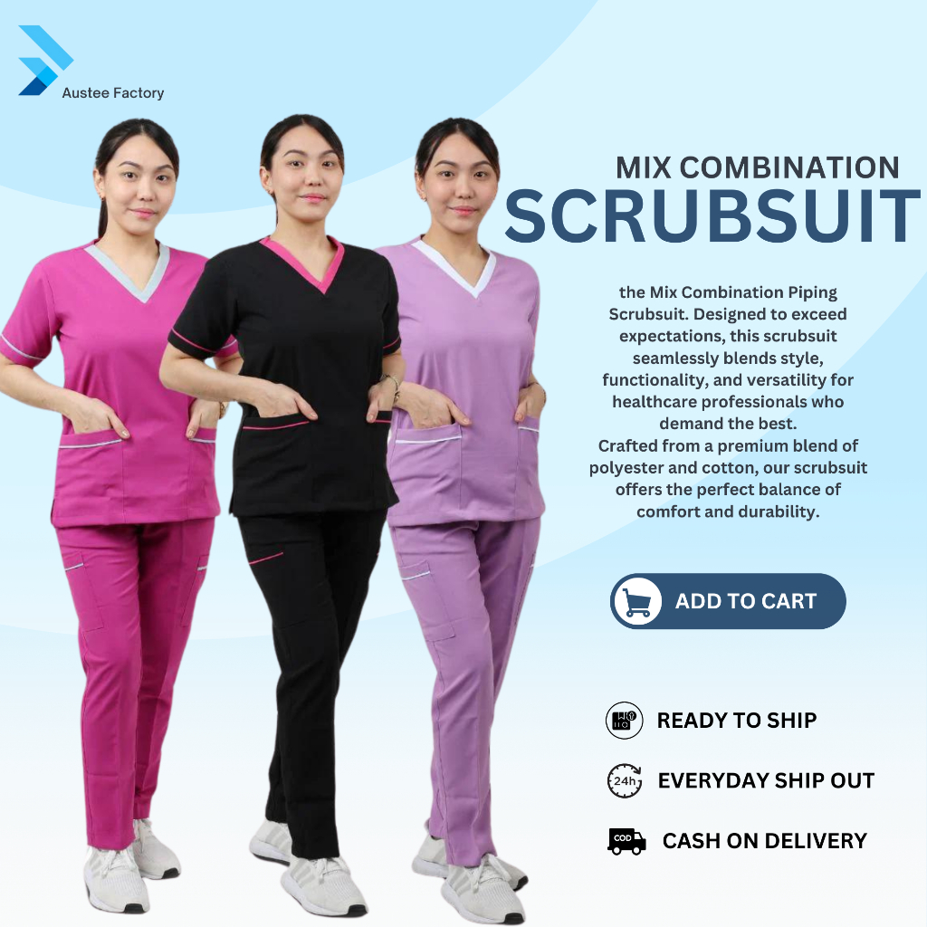 1Austee Mix Combination Top with Pants Unisex Scrubsuit Medical Uniform ...