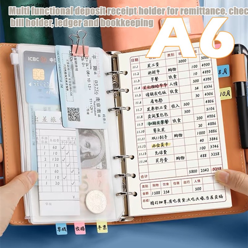 A6 Budget Binder Set with 1 Cover 20 Labels 12 Zipper Cash Envelope ...