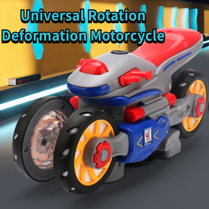 Kid Toy CarUniversal rotation deformation motorcycle Glowing Rotating ...