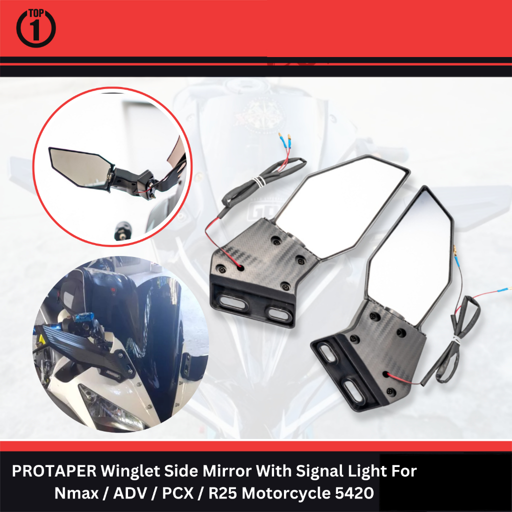 TOP1PH PROTAPER Winglet Side Mirror With Signal Light For Nmax / ADV ...