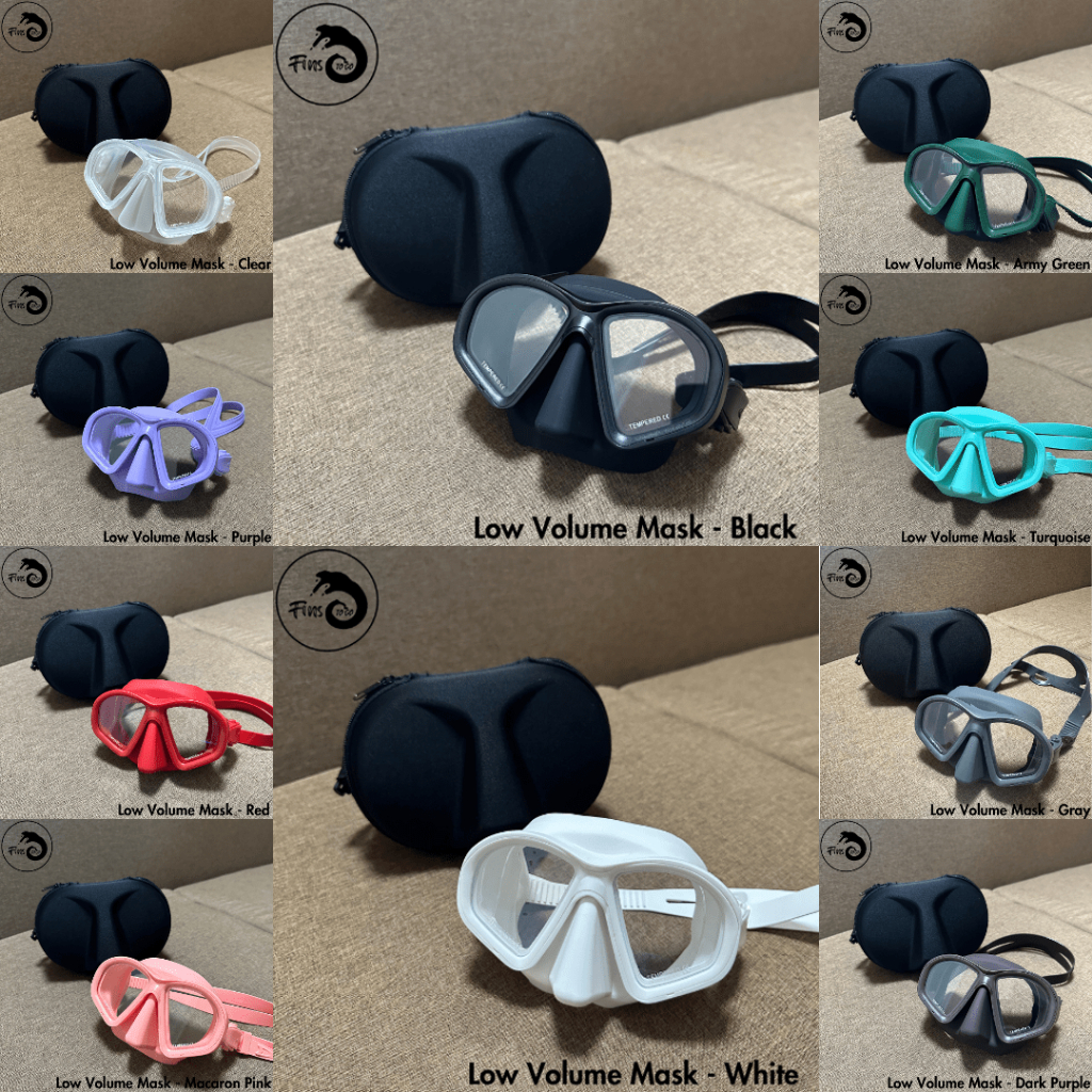 Freediving Snorkeling Diving Mask Low Volume and Case Set - Fins To Go ...
