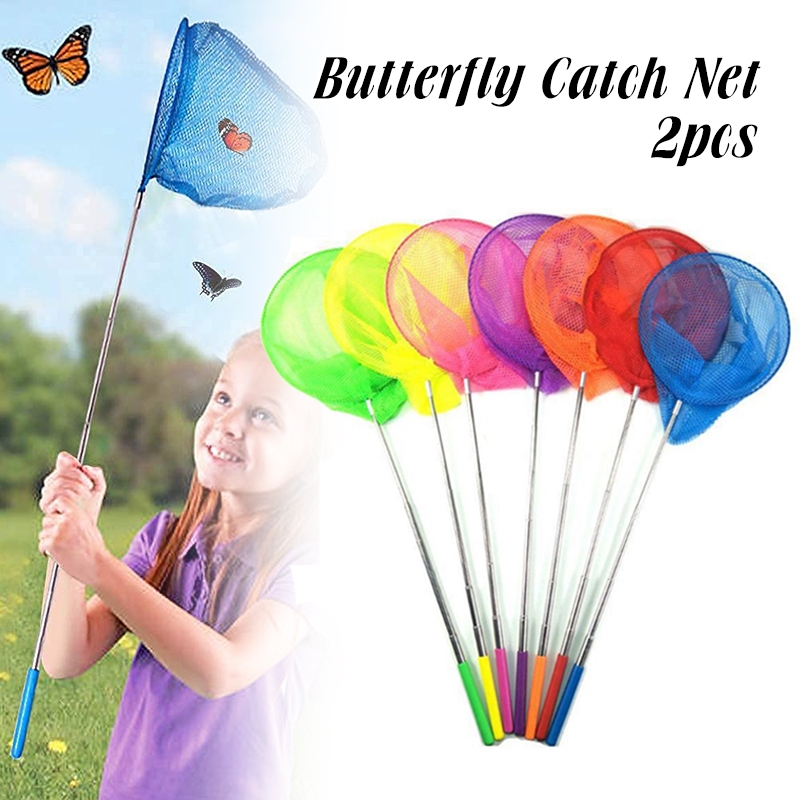 2pcs Colored Telescopic Butterfly Nets for Catching Bugs Fish Insect ...