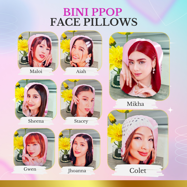 BINI Merch Face Pillow Blooms PPop Soft Huggable Girlfriend Gift ...