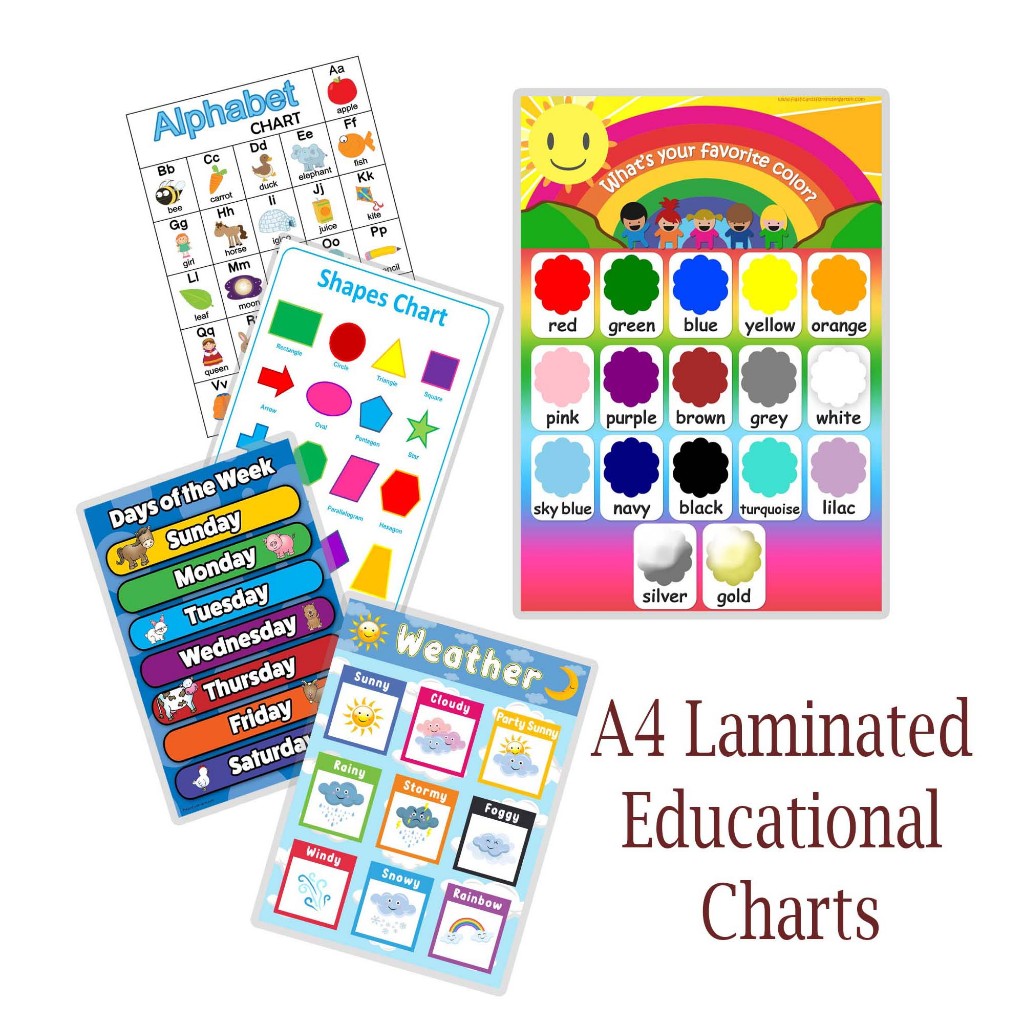 Educational Laminated Posters for Toddlers and Kids ( A4 Size LAMINATED ...