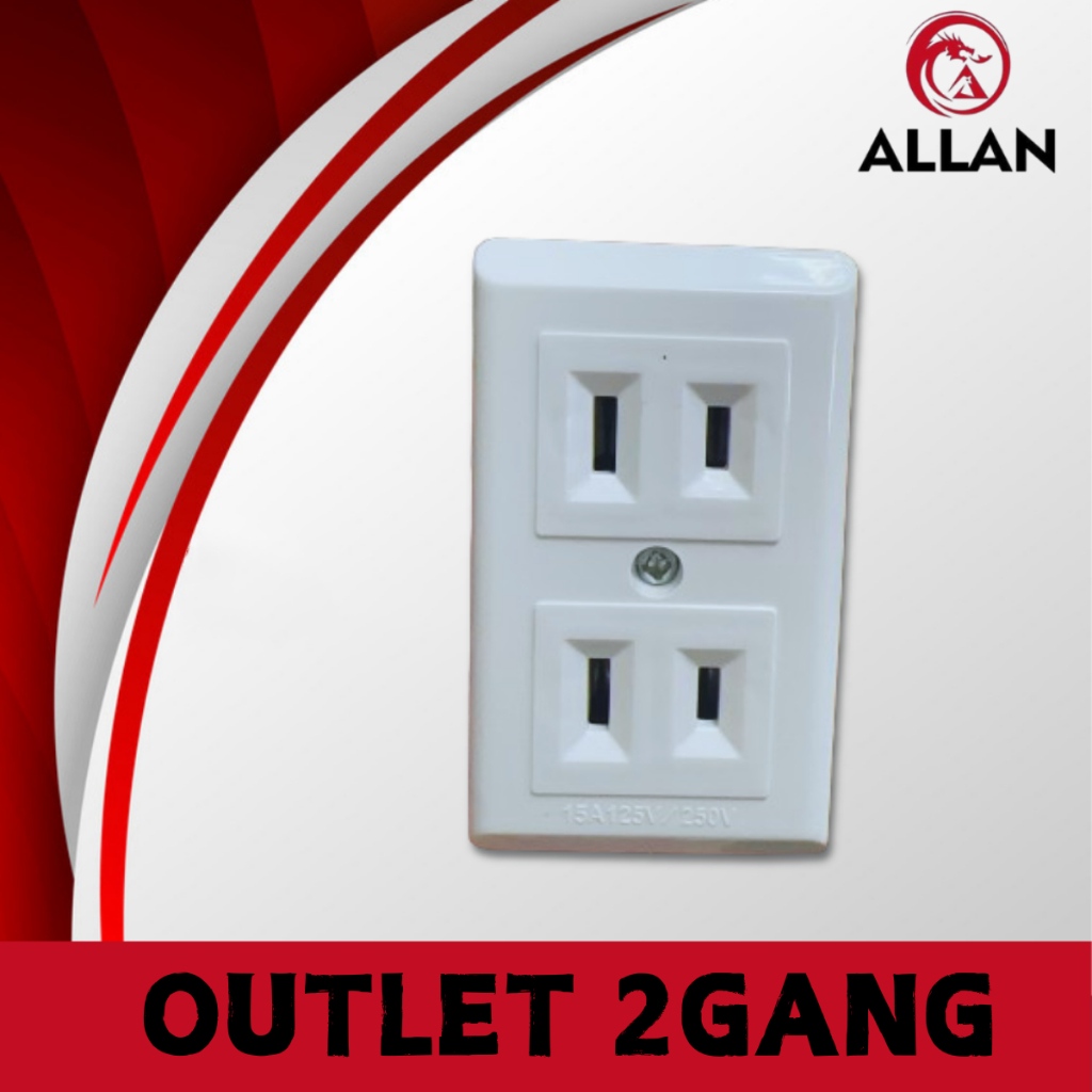 ALLAN Electrical Sockets Outlet 2 Gang | Shopee Philippines