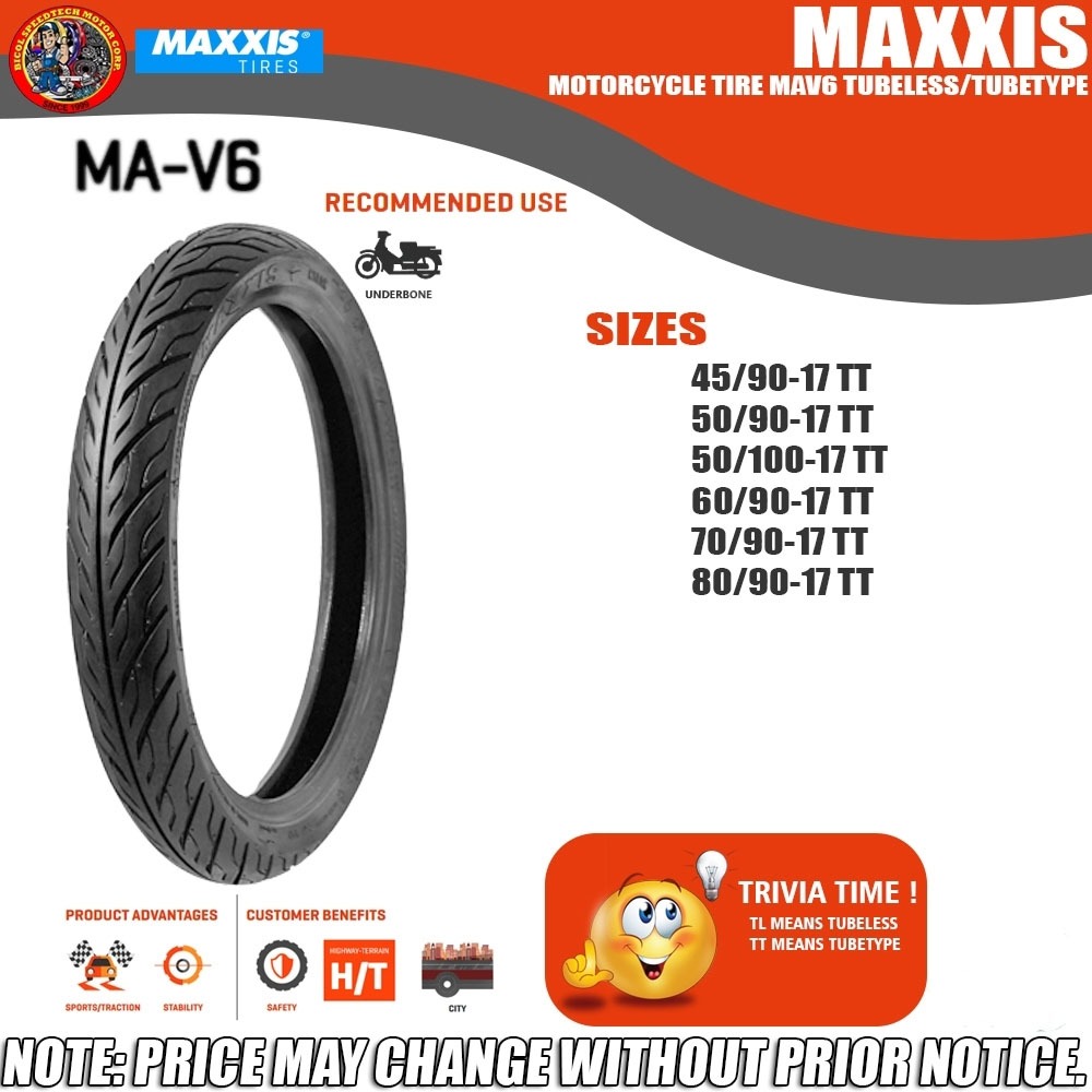 MAXXIS MOTORCYCLE TIRE MAV6 TUBETYPE | Shopee Philippines