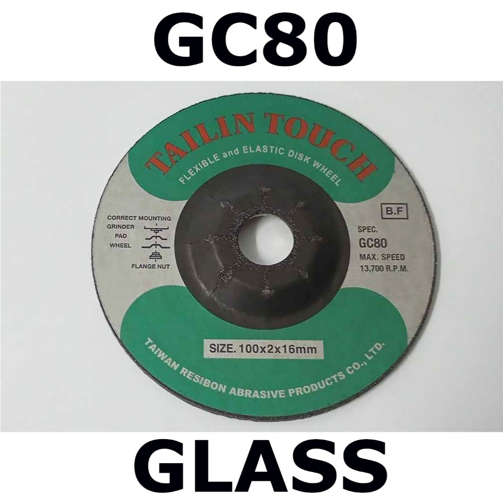 ORIGINAL TAILIN TOUCH GRINDING DISC 4" (100 X 2 X 16MM) GC80 FOR GLASS ...