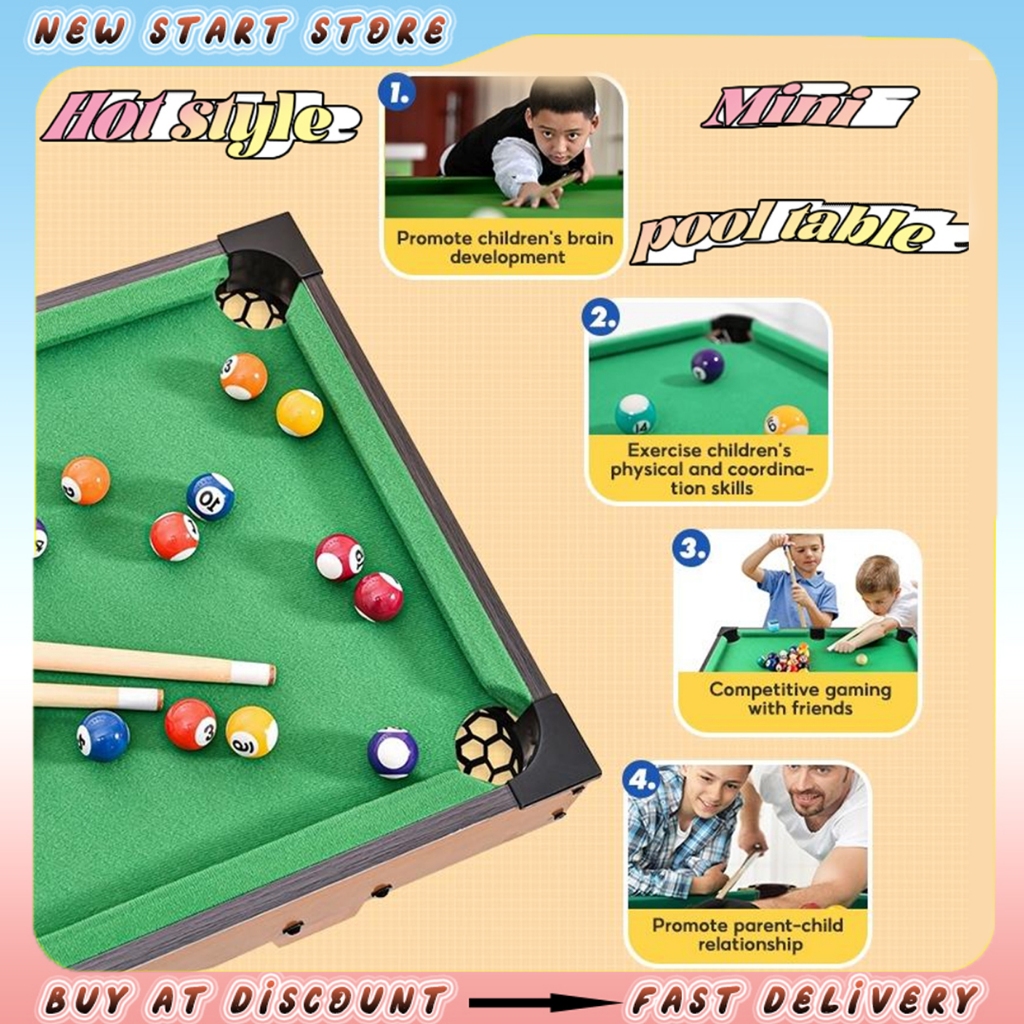 New 27x14 Inches Mini Billiard Table For Kids Wooden Tabletop Pool ...