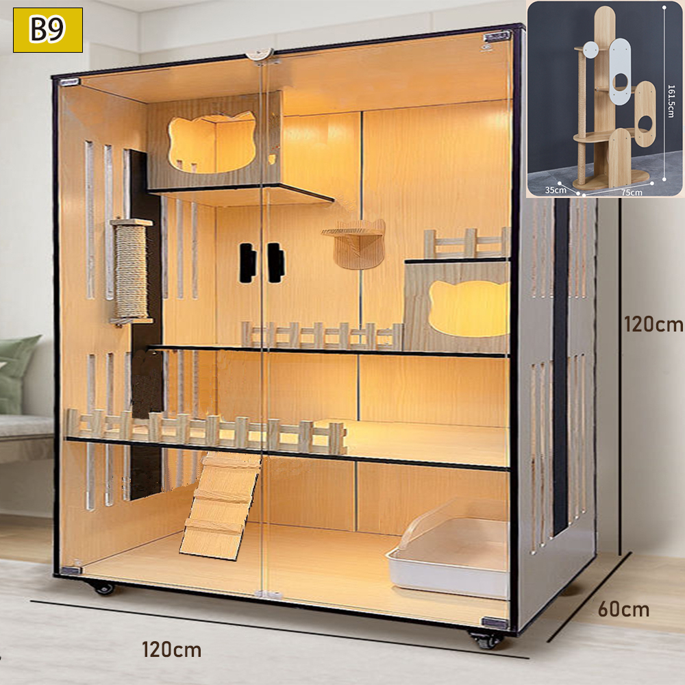 F&G Cat Cabin Solid wood cat cage Cat Bed large Display cabinet multi ...
