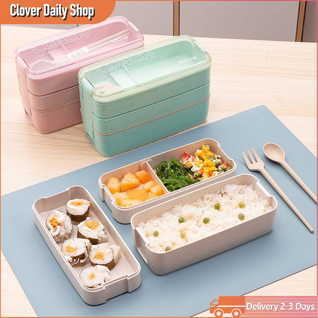 3 Layers Lunch Box Stackable Leakproof Microwaveable Bento Box 3 in 1 ...