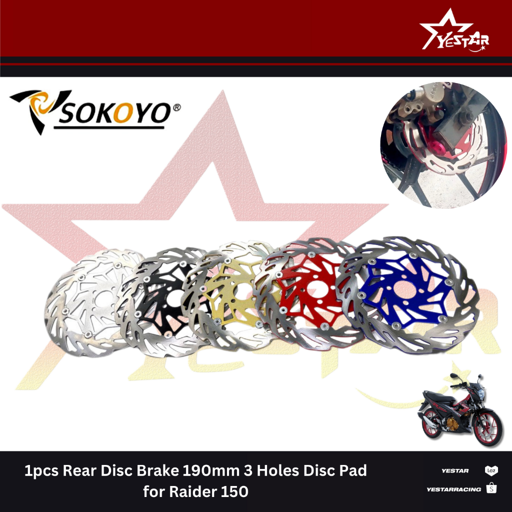 1pcs Rear Disc Brake 190mm 3 Holes Disc Pad for Raider 150 Motorcycle ...