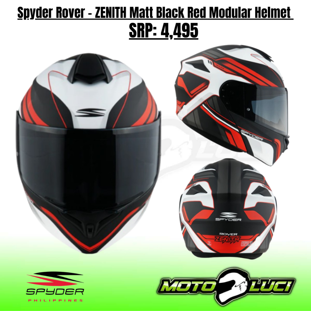 Spyder Rover GD S1 - ZENITH Modular Dual Visor Helmet (FREE Clear Visor ...