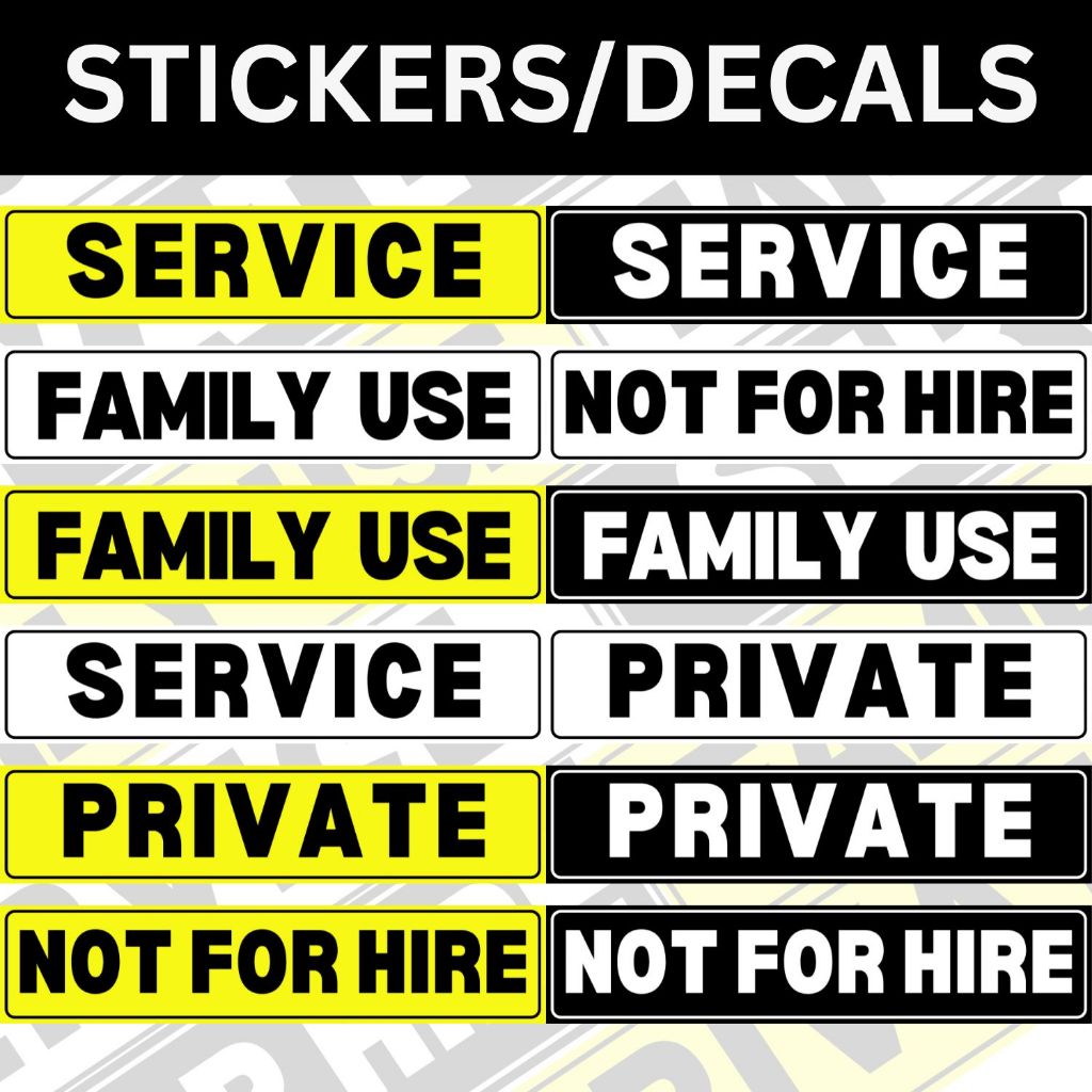 Not For Hire Service Private Family Use Only Vinyl Sticker Decals ...