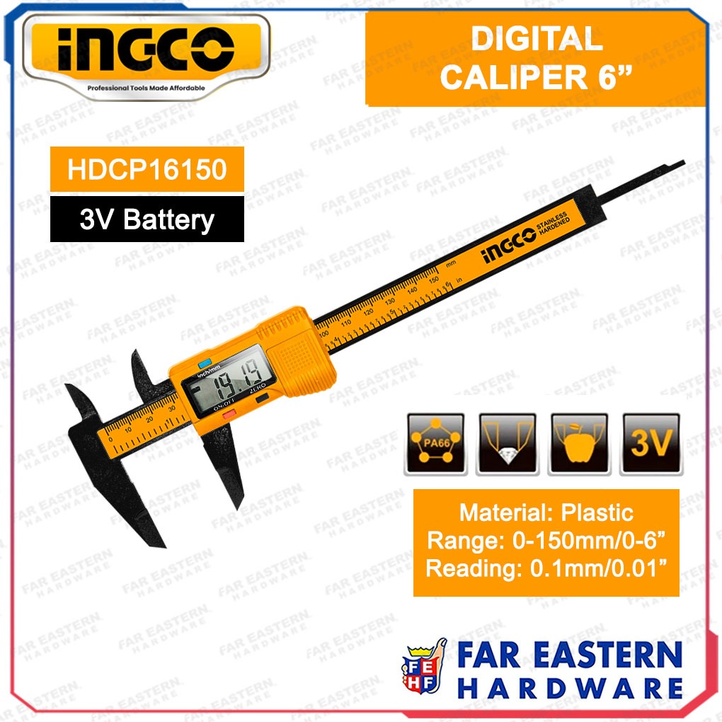 INGCO Digital Caliper Plastic 6" HDCP16150 INHT | Shopee Philippines