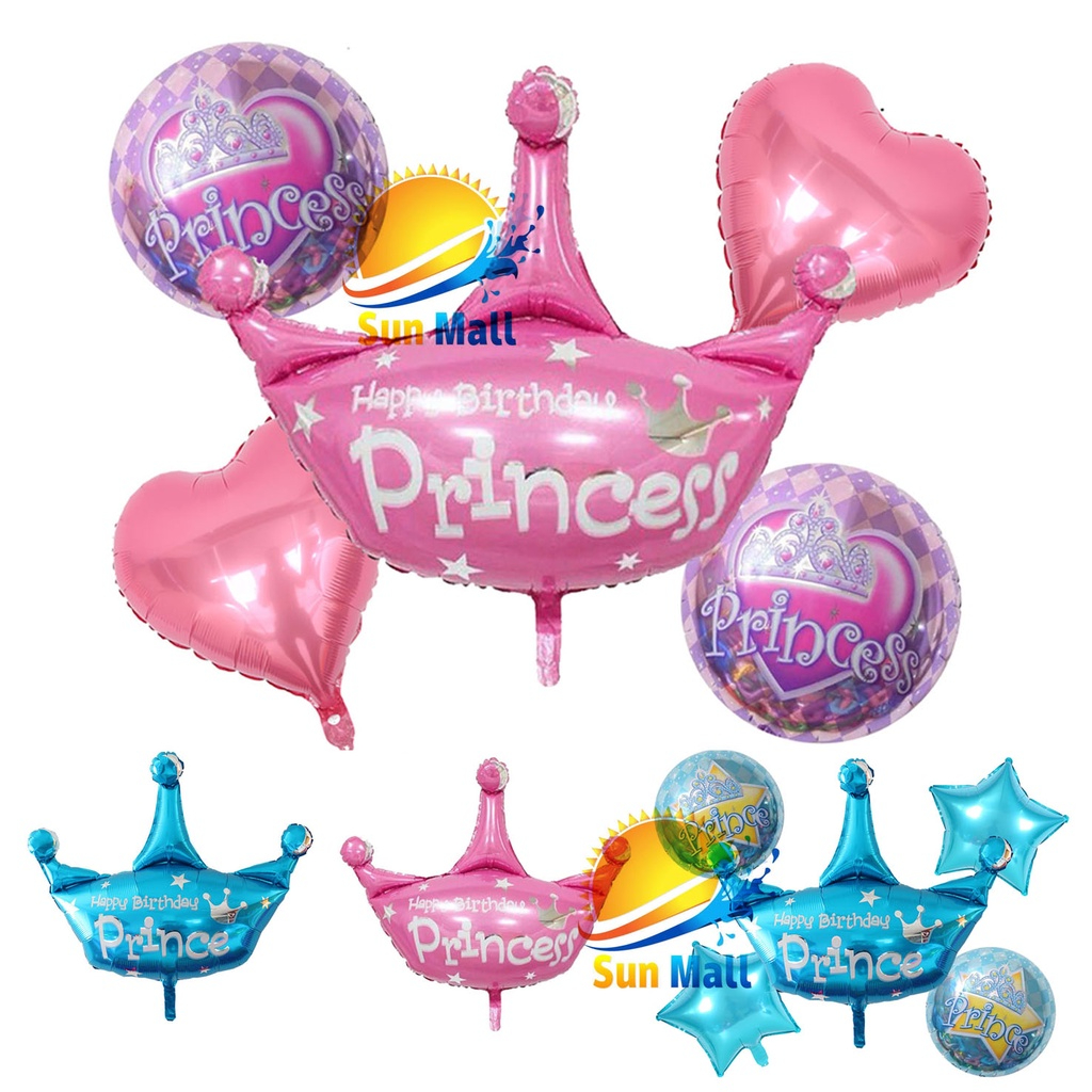 [PartyFunPh] Princess Prince Crown Balloon Set for Birthday Party ...